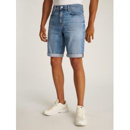 Herren Shorts "SLIM SHORT", blau, Gr. 38, Calvin Klein Jeans, unifarben, Denim/Jeans, Obermaterial: 99% Baumwolle, 1% Elasthan, Hosen, mit