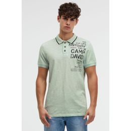 CAMP DAVID Herren Poloshirt, gr&uuml;n, Gr. S, bedruckt, Piqu&eacute;, Material: 100% Baumwolle, Shirts, aus Baumwolle