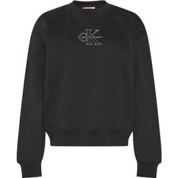 Damen Sweatshirt "FOIL CREW SWEATSHIRT", schwarz, Gr. S, Calvin Klein Jeans, unifarben, Sweatware, Obermaterial: 100% Baumwolle, Sweatshirts, Regular