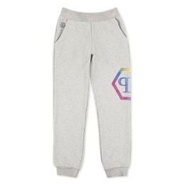 Philipp Plein M&auml;dchen Jogginghose "Jogging Trousers Statement"10, grau, Gr. 6, Obermaterial: 75% Baumwolle, 20% Polyester, 5% Elasthan, Hosen