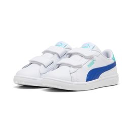 Puma Kinder Sneaker "SMASH 3.0 L V PS", Gr. 30Puma wei&szlig;, vivid blau, aquatic, Leder, Schuhe, mit Klettverschluss