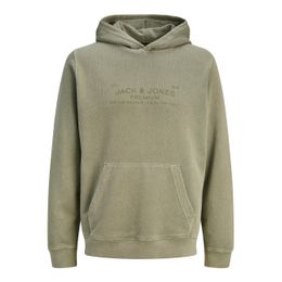 Jack & Jones Kapuzensweatshirt JACK & JONES "JPRBLUAIDEN HOOD SWEAT", Herren, Gr. L, beige (winter moss), angeraute Sweatware, Obermaterial: 100% Baumwolle, bedruckt, regular fit normal, ohne Ausschnitt, Rippb&uuml;ndchen, Sweatshirts, Baumwolle, regular fit