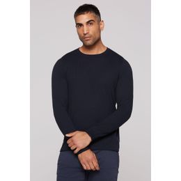 CMPD Herren Rundhalspullover, blau, Gr. XXXL, unifarben, Feinstrick, Material: 100% Baumwolle, Pullover, mit Rolls&auml;umen