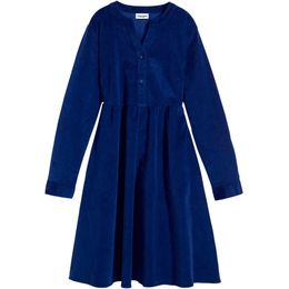 bonprix Damen Midikleid "Kleid aus Baumwollcord", blau, Gr. 52, Obermaterial: 98% Baumwolle, 2% Elasthan, Kleider, f&uuml;r entspannten Look, aus weichem