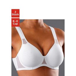 Damen T-Shirt-BH, PETITE FLEUR BY LASCANA, Gr. 85, schwarz-wei&szlig;, Jersey, Obermaterial: 90% Baumwolle, 5% Elasthan, 5% Polyamid, Basic, BHs, mit B&uuml;gel