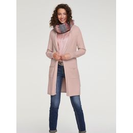 Damen Longstrickjacke, rosa, Gr. 44, Linea Tesini BY HEINE, unifarben, 52% Viskose, 26% Polyester, 22% Polyamid, Strickjacken