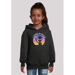 F4NT4STIC Kinder Kapuzenpullover "Alien Peace Sunset", schwarz, Gr. 122, Obermaterial: 65% Baumwolle, 35% Polyester, Pullover, Premium Qualit&auml;t