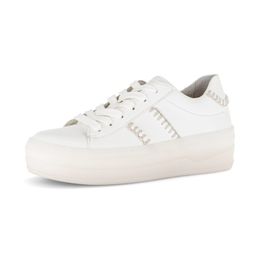 Gabor Damen Plateausneaker, Gr. 37wei&szlig;, Nappaleder, unifarben, Schuhe, Freizeitschuh, Halbschuh, Schn&uuml;rschuh mit transparenter Laufsohle