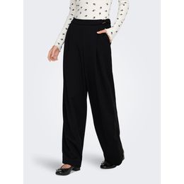 Only Damen Anzughose "ONLSANIA LIFE WIDE BUCKLE PANT JRS", schwarz, Gr. S, unifarben, Jersey, Obermaterial: 95% Polyester, 5% Elasthan, Hosen,