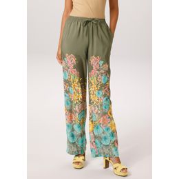 Aniston CASUAL Damen Schlupfhose, bunt, Gr. 38, bedruckt, gebl&uuml;mt, Cr&ecirc;pe, Obermaterial: 100% Polyester, Hosen, mit farbenfrohen Blumendruck