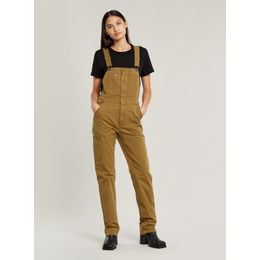 G-Star Raw Jumpsuit G-STAR "Slim Latzhose", Damen, Gr. M, Normalgr&ouml;&szlig;en, dk mustard, Obermaterial: 95% Baumwolle, 5% Elasthan, Overalls Jumpsuit