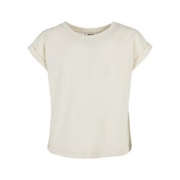 T-Shirt Urban Classics "Urban Classics Damen Girls Organic Extended Shoulder Tee", M&auml;dchen, Gr. 110/116, sandwei&szlig;, 100% Baumwolle, unifarben, loose fit, Rundhals, Shirts T-Shirt