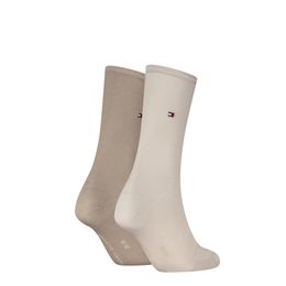Tommy Hilfiger Damen Socken "TH WOMEN SOCK CASUAL 2P", Gr. 39, beige, Baumwollmischung, Elasthan, Polyamid, Socken, mit flacher Zehennaht