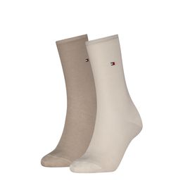 Tommy Hilfiger Damen Socken "TH WOMEN SOCK CASUAL 2P", Gr. 39, beige, Baumwollmischung, Elasthan, Polyamid, Socken, mit flacher Zehennaht