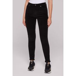 SOCCX Damen Slim-fit-Jeansschwarz corduroy, Gr. 29, unifarben, Cord, Material: 98% Baumwolle, 2% Elasthan, Jeans, aus Feincord mit hoher Leibh&ouml;he