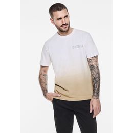 Street One MEN Herren T-Shirt, beige, Gr. XXL, mehrfarbig, Web, 100% Baumwolle, Shirts, mit Wording