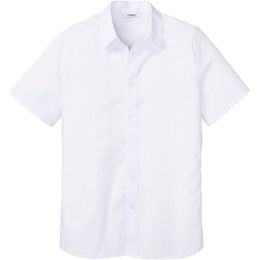 bonprix Herren Kurzarmhemd, wei&szlig;, Gr. 41, unifarben, Obermaterial: 72% Baumwolle, 26% Polyamid, 2% Elasthan, Hemden, Slim fit Passform, aus