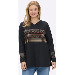 sheego Damen Langarmshirt "Shirt", bunt, Gr. 44, bedruckt, gemustert, mehrfarbig, 95% Baumwolle, 5% Elasthan, Shirts