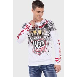 Cipo & Baxx CIPO & BAXX Herren T-Shirt "Sweatshirts", wei&szlig;, Gr. L, bedruckt, 95% Baumwolle, 5% Elasthan, Shirts, mit coolem Print