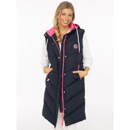 Zwillingsherz Damen Steppweste ""Heimatgef&uuml;hl""marine, Gr. M, unifarben mit Farbeins&auml;tzen, Web, Obermaterial: 100% Polyester, Westen, Kapuze,