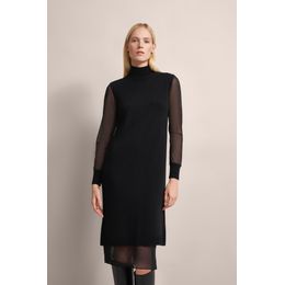 Bugatti Damen Strickkleid, schwarz, Gr. S, unifarben, 45% Viskose, 25% Polyamid, 25% Wolle, 5% Kaschmir, Kleider, im Layering-Look