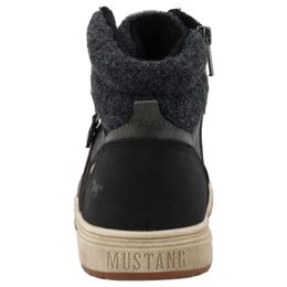 Mustang Shoes Herren Sneaker "Merian", Gr. 41schwarz, Lederimitat, Textil, Basic, Schuhe, High Top Sneaker, Schn&uuml;rboots mit Rei&szlig;verschluss