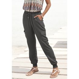 Lascana Damen Schlupfhose "f&uuml;r den Sommer aus leichter Viskose", gr&uuml;n, Gr. 44, unifarben, Web, Obermaterial: 100% Viskose, Hosen, mit Taschen,