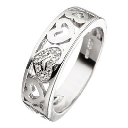 Jobo Damen Silberring "Herzen", 64, Silber 925 (Sterlingsilber), silber, Silber 925 (Sterlingsilber), Fingerringe, 925 Silber mit 7 Zirkonia