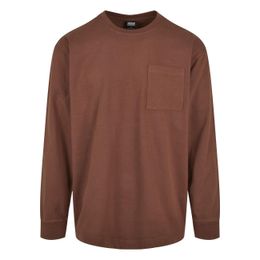 Urban Classics Damen T-Shirt "Urban Classics Herren Heavy Oversized Pocket Longsleeve"bark, Gr. S, unifarben, 100% Baumwolle, Shirts