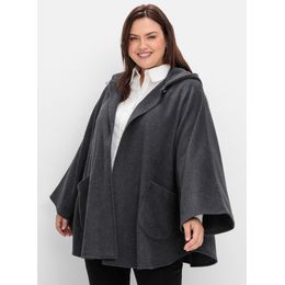 sheego Damen Cape, grau, Gr. 2, unifarben, 95% Polyester, 5% Wolle, Jacken