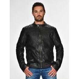 Mustang Herren Lederjacke "Wellington", schwarz, Gr. S, Obermaterial: 100% Lammleder; Futter: 100% Baumwolle; Wattierung: 100% Polyester, Jacken