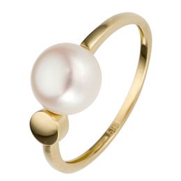 Jobo Damen Perlenring, 58, Gelbgold 585 Perlen, gelb, Gelbgold 585, Perlen, Fingerringe, 585 Gold mit S&uuml;&szlig;wasser-Zuchtperle