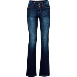 bonprix Damen Bootcut-Jeans "Bootcut Jeans Mid Waist, Stretch", blau, Gr. 36, unifarben, Denim/Jeans, Obermaterial: 95% Baumwolle, 4% Polyester, 1%