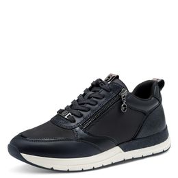 Tamaris Damen Keilsneaker, Gr. 36, blau, Lederimitat, Textil, unifarben, Schuhe, Freizeitschuh, Halbschuh, Logoaufn&auml;her an der Schuhzunge