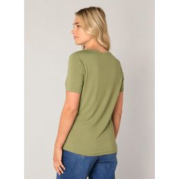 Base Level Damen T-Shirt "Yanic", gr&uuml;n, Gr. 48, unifarben, Single Jersey, Obermaterial: 96% Viskose, 4% Elasthan, Shirts, mit V-Ausschnitt