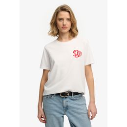 Superdry Damen T-Shirt "SD&CO NEON RELAXED TEE", wei&szlig;, Gr. L, bedruckt, Single Jersey, Obermaterial: 100% Baumwolle, Shirts, aus Baumwolle, Relaxed
