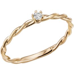 Firetti Damen Fingerring "Schmuck Geschenk Gold 585 Goldring Vorsteckring", 56, 0,05 SI = kleine Einschl&uuml;sse, Diamanten Gelbgold 585, 1,6mm, gold,