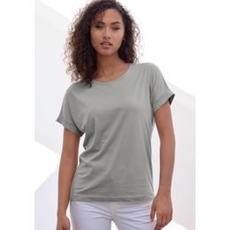 Damen T-Shirt "mit dezentem Logoprint hinten", blau, Gr. S, Copenhagen Studios, unifarben, Single Jersey, Obermaterial: 100% Baumwolle, Shirts, aus