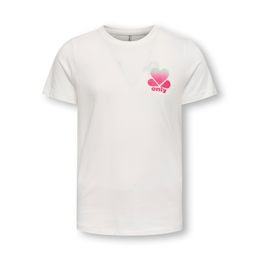 KIDS Only M&auml;dchen T-Shirt "KOGNANA LIFE S/S TOP FR ZA JRS", wei&szlig;, Gr. 134, bedruckt, Jersey, Obermaterial: 100% Baumwolle, Shirts, Baumwolle, regular