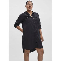 Vero Moda CURVE Damen Jeanskleid "VMSILA LS SHORT DRESS MIX GA CURVE NOOS", schwarz, Gr. 44, Obermaterial: 100% Lyocell (TENCEL ), Kleider
