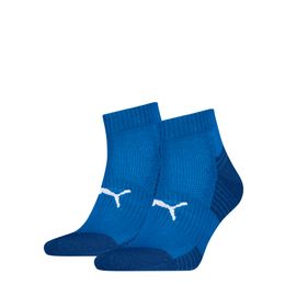 Puma Damen Kurzsocken "Puma UNISEX SPORT CUSHIONED QUARTER 2P", Gr. 43, blau, Materialmix, Socken, Rippenb&uuml;ndchen, optimierte D&auml;mpfung f&uuml;r