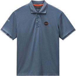 Napapijri Herren Poloshirt "E-BADGE SUM"stormy weat g1y, Gr. S, unifarben, Piqu&eacute;, Obermaterial: 100% Baumwolle, Shirts, Mit Rundhalsausschnitt