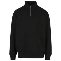DEF Herren Sweater "DEF DEF Zipper Crewneck", schwarz, Gr. S, unifarben, 80% Baumwolle, 20% Polyester, Sweatshirts