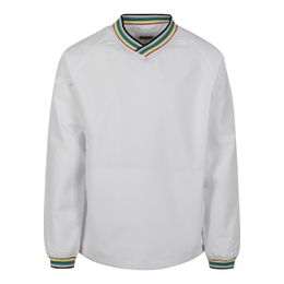 Urban Classics Herren Rundhalspullover "Urban Classics Herren Warm Up Pull Over", wei&szlig;, Gr. M, gestreift, 100% Polyester, Pullover