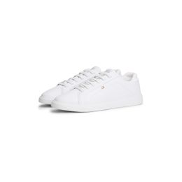 Tommy Hilfiger Damen Slip-On Sneaker "TH ICON COURT LIGHT", Gr. 41wei&szlig;, Leder, Schuhe, Freizeitschuh, Slipper mit Flaggen-Stickerei