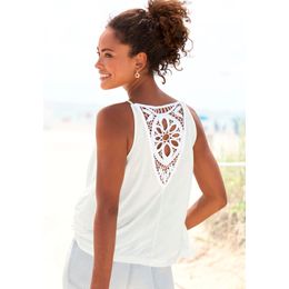 Damen Tr&auml;gertop, beige, Gr. 36, VIVANCE BY LASCANA, unifarben, Single Jersey, Obermaterial: 100% Viskose. Spitze: 100% Baumwolle, Tops, mit