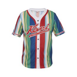 Karl Kani Herren T-Shirt "Karl Kani Herren KM232-010-1 KK Varsity Striped Baseball Shirt"rot, blau, gr&uuml;n, Gr. XS, gestreift, 100% Polyester