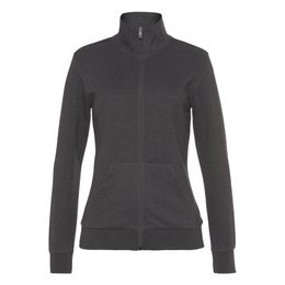 Damen Sweatjacke, BENCH. LOUNGEWEAR, Gr. 36, grau, Interlock, Obermaterial: 54% Baumwolle, 46% Polyester, bestickt, meliert, unifarben, Sweatjacken,