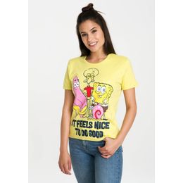 logoshirt Damen T-Shirt "Spongebob - It Feels Nice", gelb, Gr. S, bedruckt, 100% Baumwolle, Shirts, mit lizenziertem Originaldesign