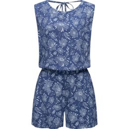 Ragwear Damen Jumpsuit "Zella", blau, Gr. XL, 100% Viskose, Overalls, schicker, kurzer Damen Overall mit floralem Print